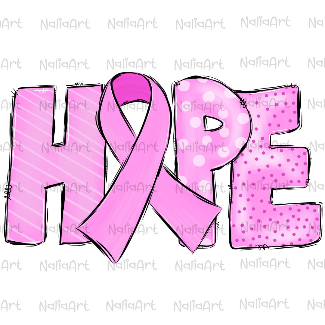 Breast Cancer Hope, Pink Ribbon Cancer, Doodle Sublimation PNG, Breast ...