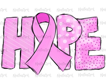 PNG HOPE Pink Ribbon Digital Download Sublimation Printable Artwork ...