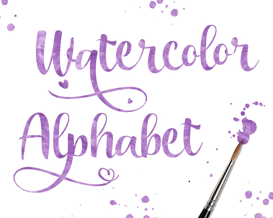 Purple Watercolor Alphabet Clipart Watercolor Letters | Etsy