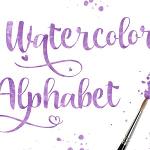 Purple Watercolor Alphabet Clipart Watercolor Letters - Etsy