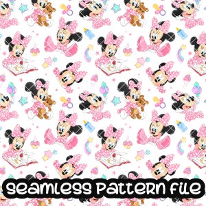 Minnie Baby Toddler Seamless Pattern, Mickey Mouse and Friends Digital ...