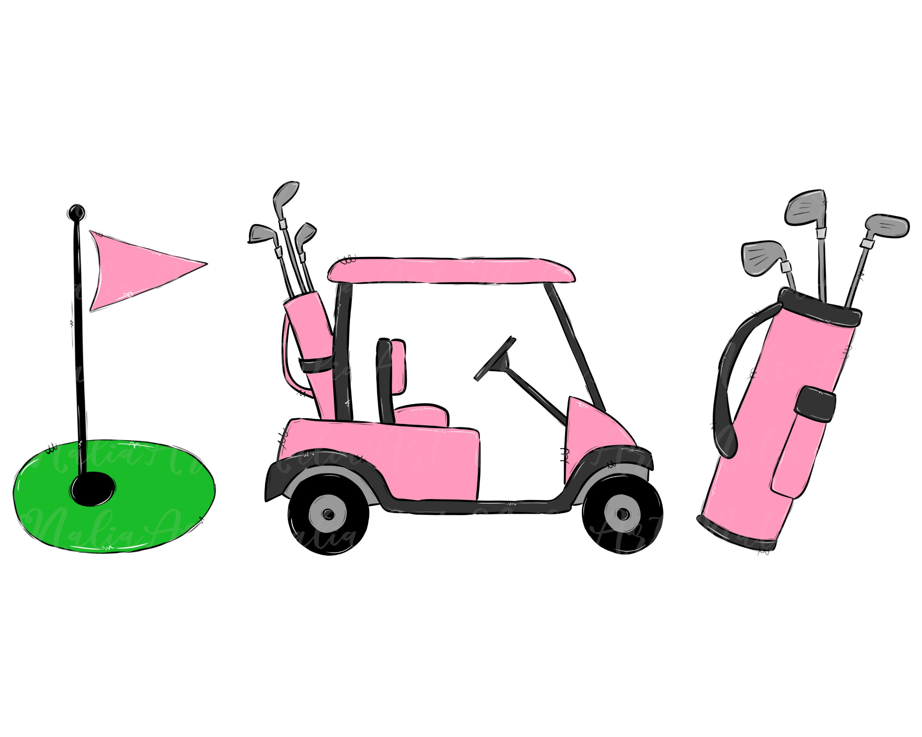 Golf Trio Caddie Pink Golf Cart Sublimation PNG Digital Design Sport - Etsy