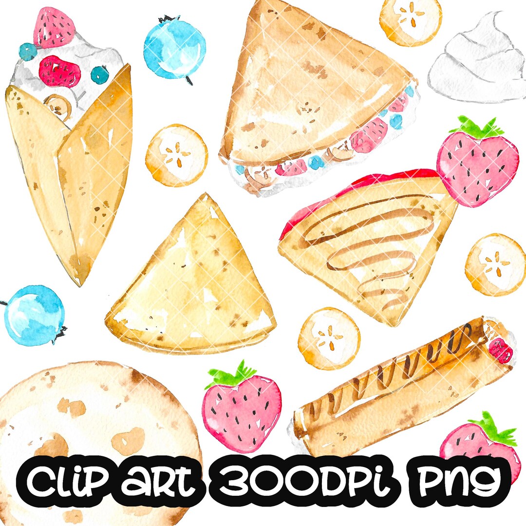 Crepes Clip Art Food Dessert Fruit Clipart PNG - Etsy