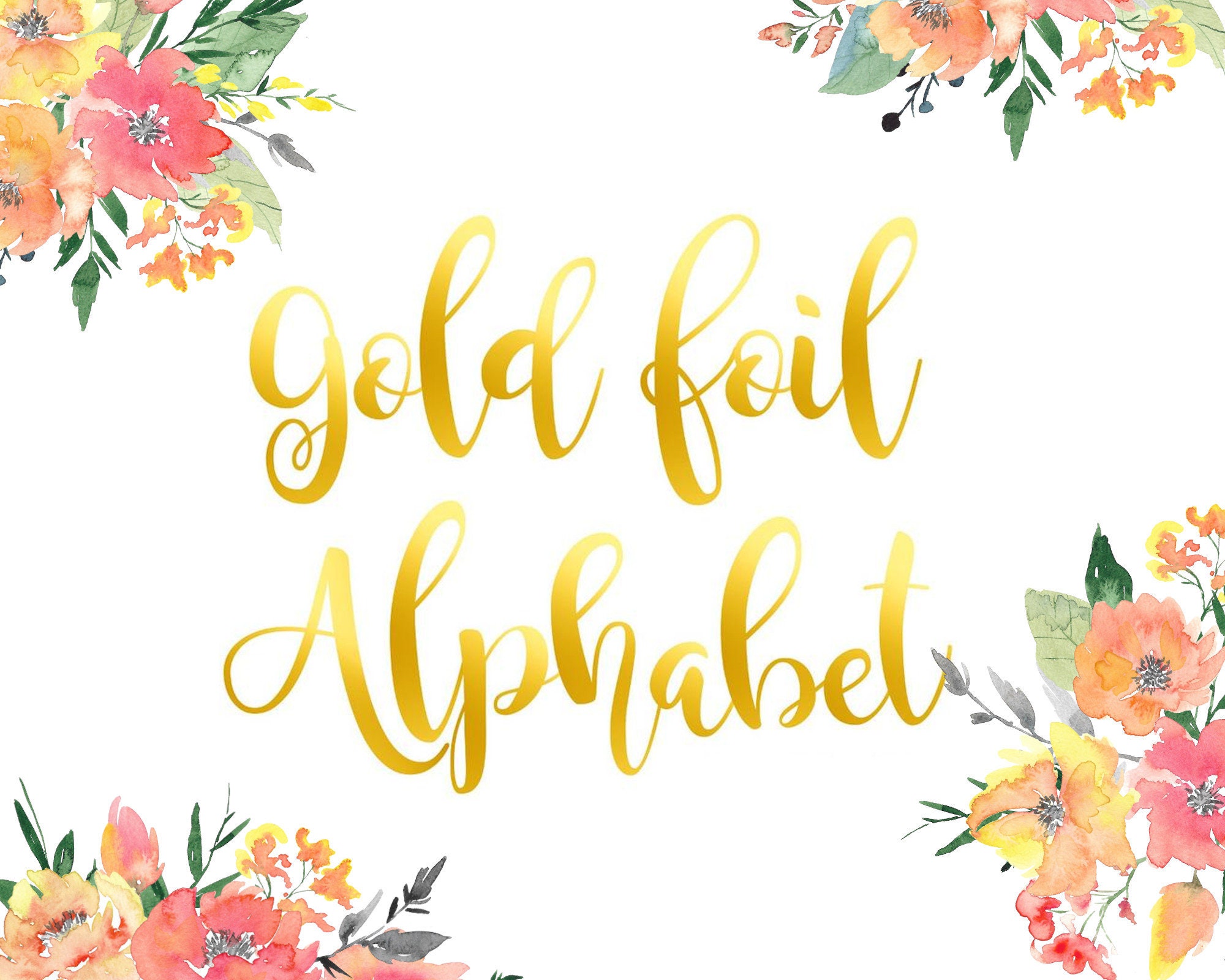 Gold Alphabet Clip Art Gold Foil Alphabet Digital Clipart | Etsy