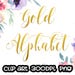 Gold Alphabet Clip Art, Gold Glitter Alphabet, Digital Clipart, Numbers ...