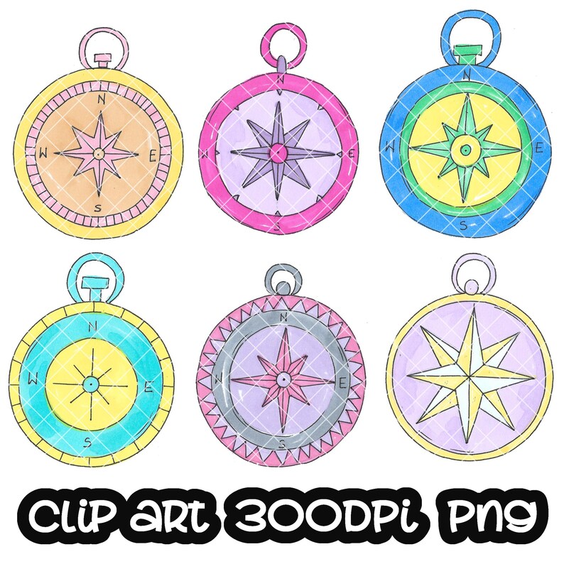 Compas Clip Art, Watercolor Clipart (PNG, Instant Download) - Etsy