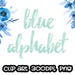 Blue Alphabet Clip Art, Stars, Confetti, Digital Clipart, Font, Letters ...