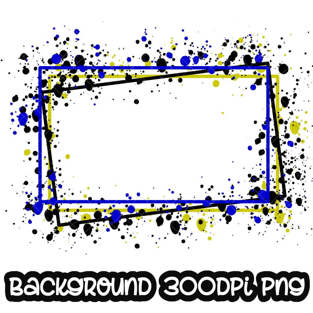 Frame Splatter Blue Yellow Black Background | Printable Artwork ...