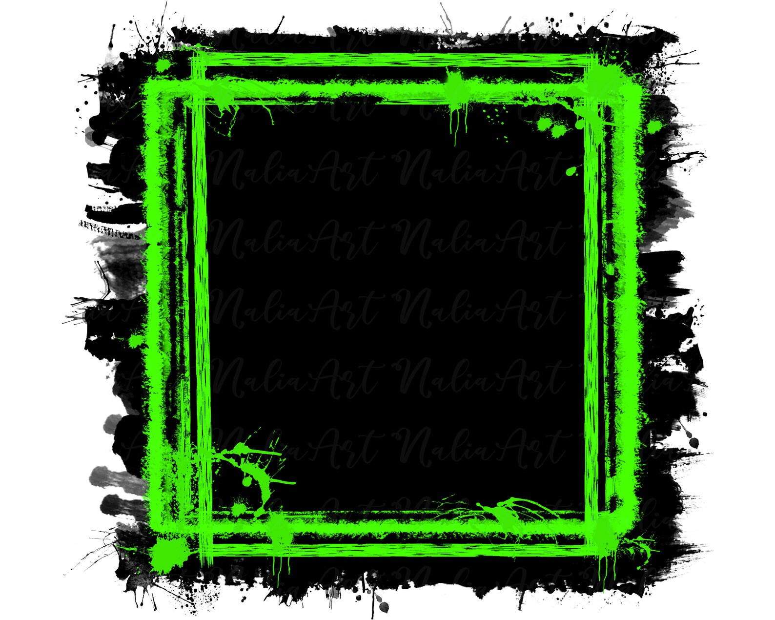 Frame Splatter Green Black Background Printable Artwork - Etsy