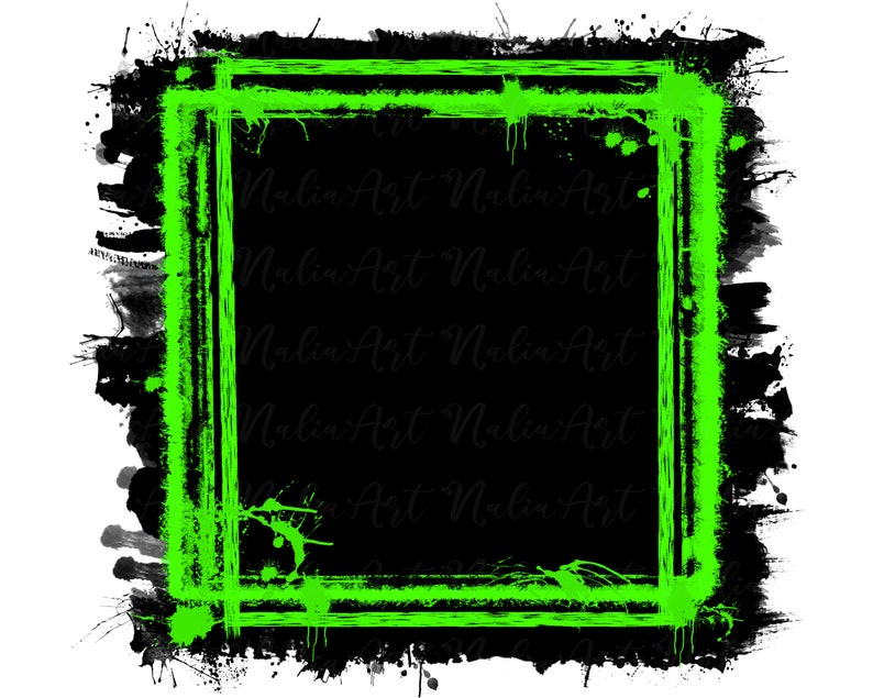 Frame Splatter Green Black Background Printable Artwork - Etsy