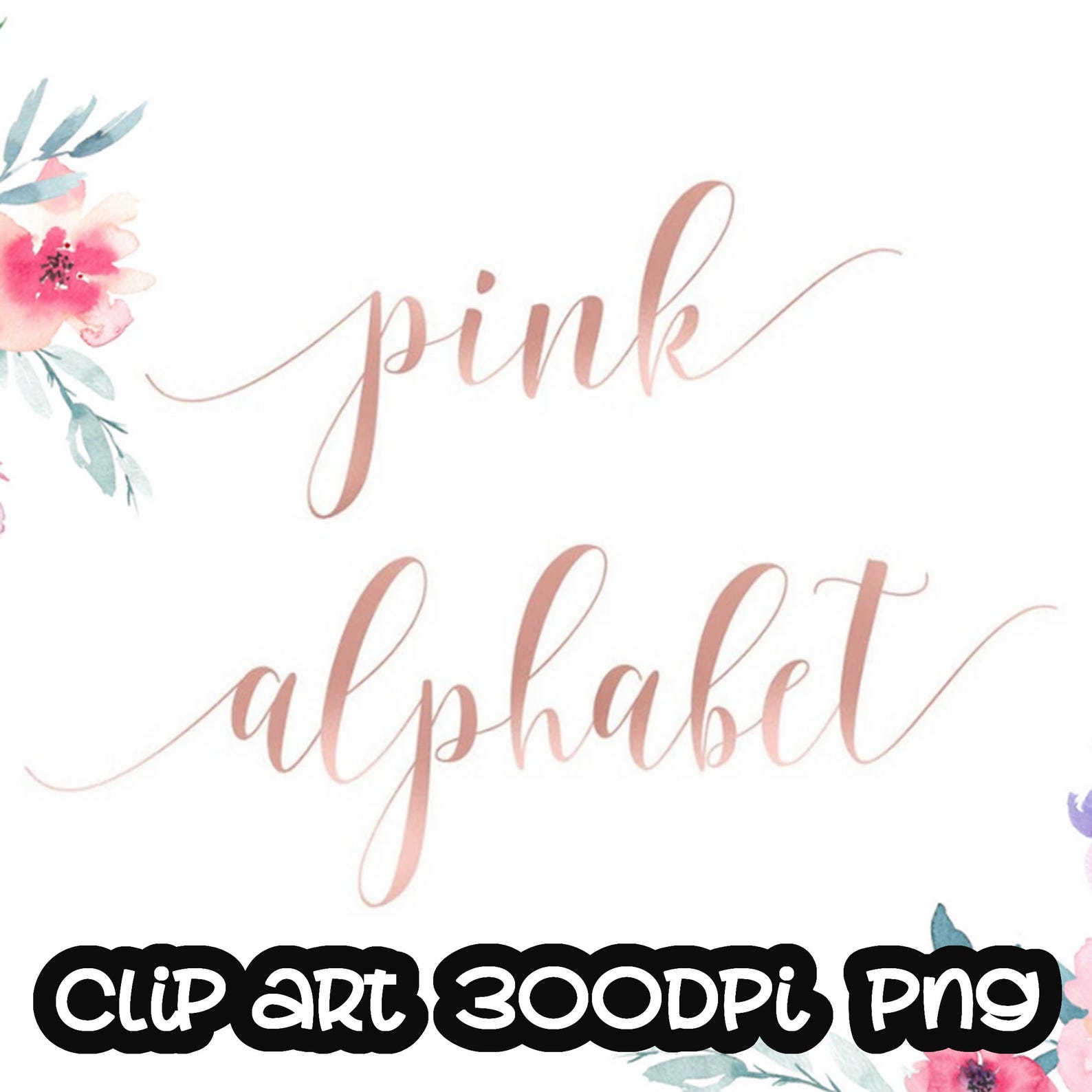 Pink Alphabet Clip Art, Pink Foil Alphabet, Digital Clipart, Font ...