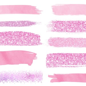 Pink Brush Strokes Clipart, Gold Glitter Clipart, Gold Confetti ...