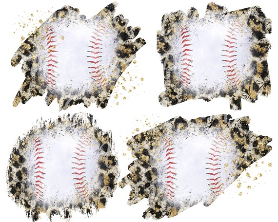 Background Leopard and Baseball Patches Distressed Print | Etsy