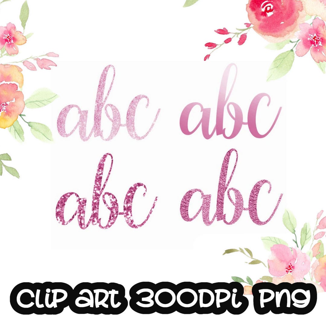 Alphabet Clip Art, Glitter Foil Pink Alphabet, Digital Clipart, Letters ...