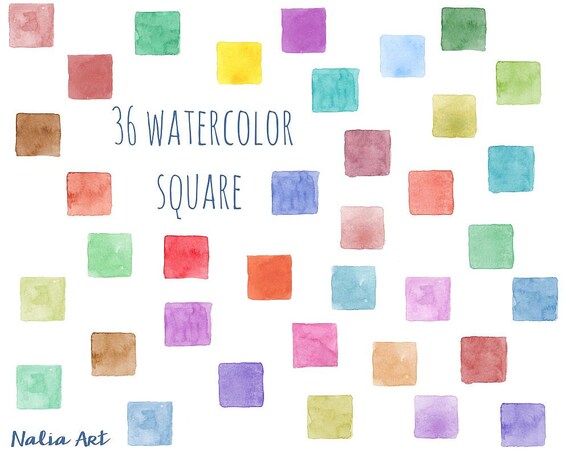 Square Watercolor Handpainted Watercolor Digital Clipart | Etsy