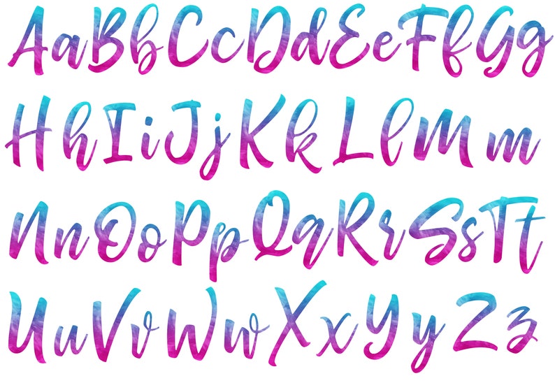 Ombre Watercolor Alphabet Clipart Watercolor Letters Digital | Etsy