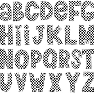 Doodle Letters Checkered Flag Clipart, Letters Clip Art, Sports Digital ...