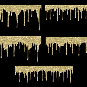 Gold Glitter Foil Drips Clipart, Digital Glitter Gold Clip Art, PNG ...