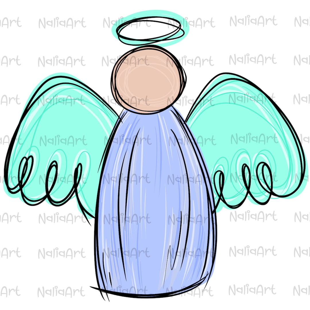 Angel Sublimation PNG Hand Drawn Christmas Clip Art - Etsy
