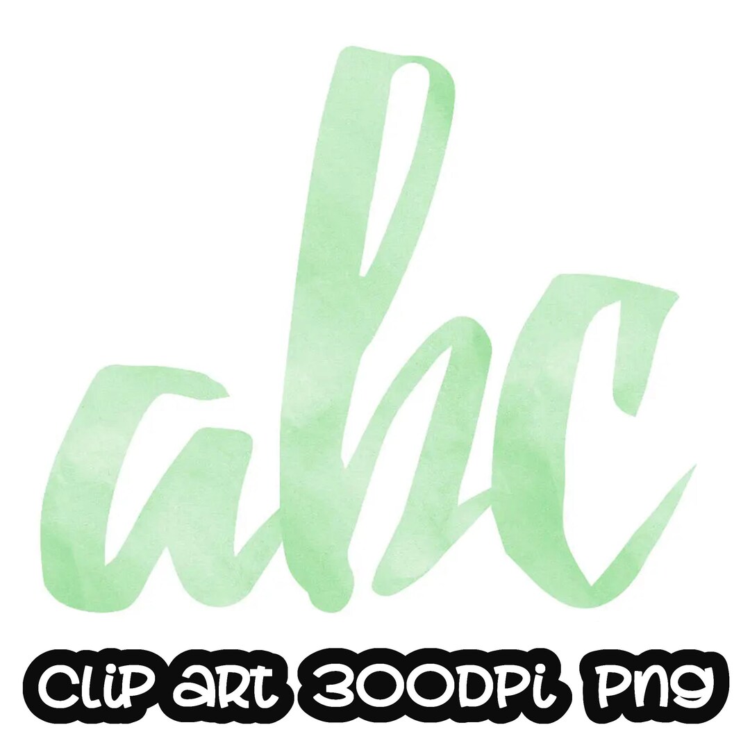 Green Alphabet Clip Art, Digital Clipart, Font, Letters Numbers Cards ...
