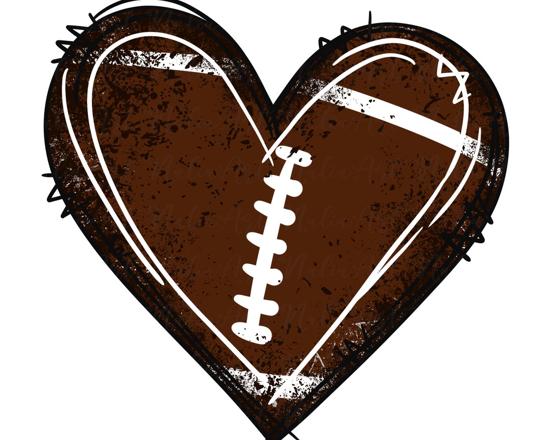 Heart Football Heart PNG Sport Heart Heart Watercolor Sublimation PNG ...
