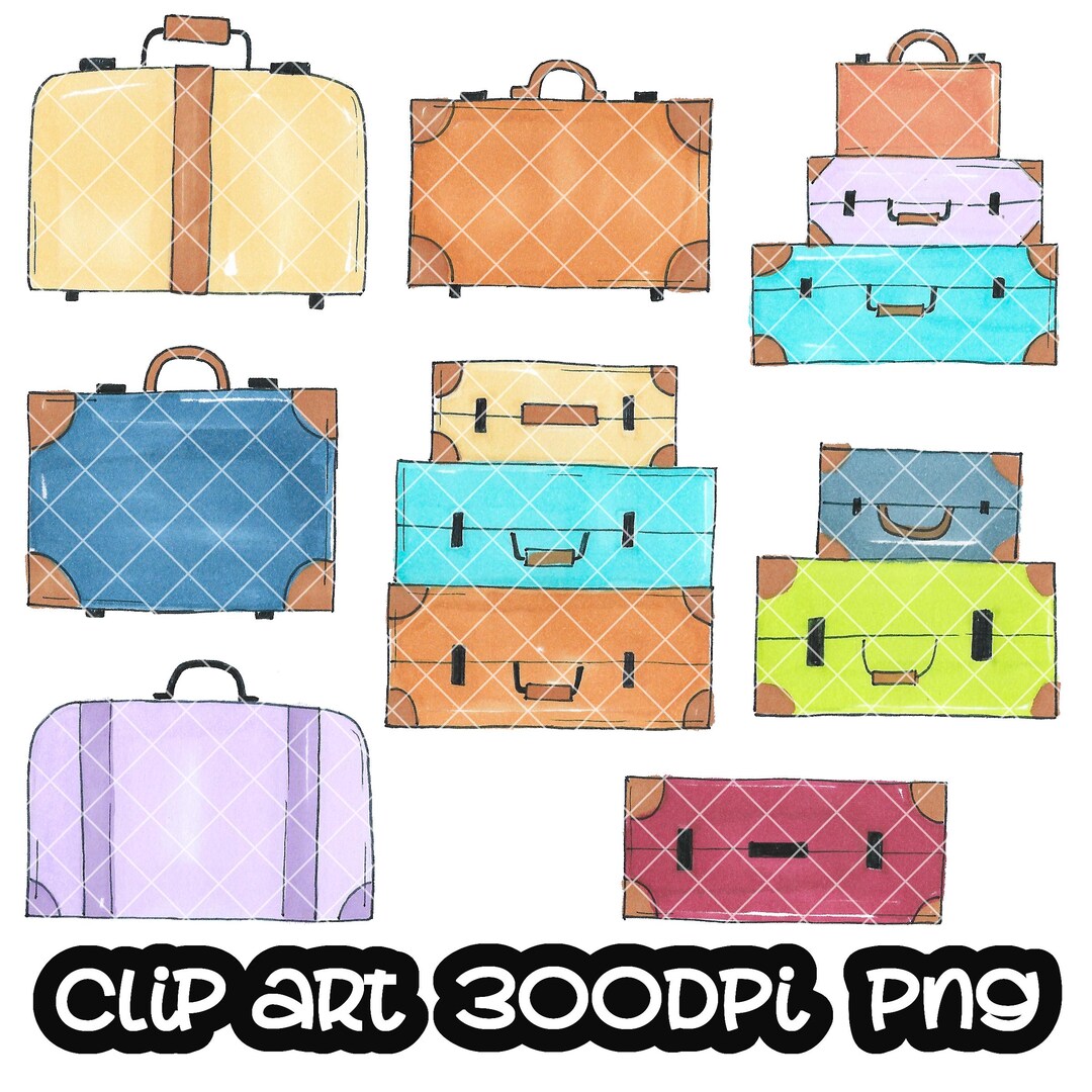 Suitcase Clip Art, Watercolor Clipart (PNG, Instant Download) - Etsy