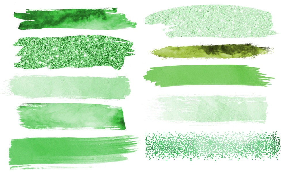 Green Brush Strokes Clipart, Gold Glitter Clipart, Gold Confetti, Gold ...
