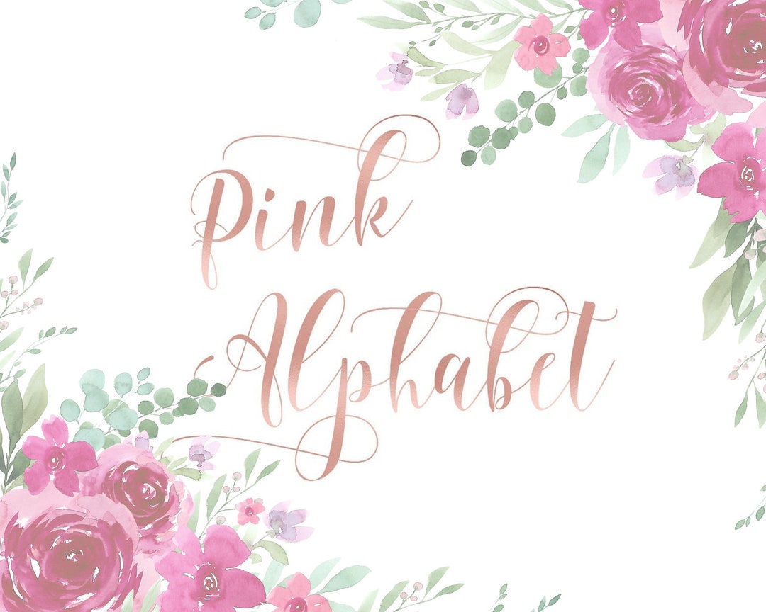 Pink Alphabet Clip Art, Pink Foil Alphabet, Digital Clipart, Font ...