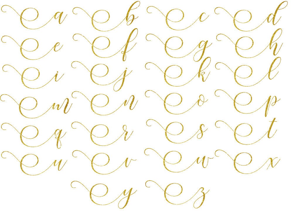 Gold Glitter Alphabet Clip Art Gold Alphabet Digital - Etsy
