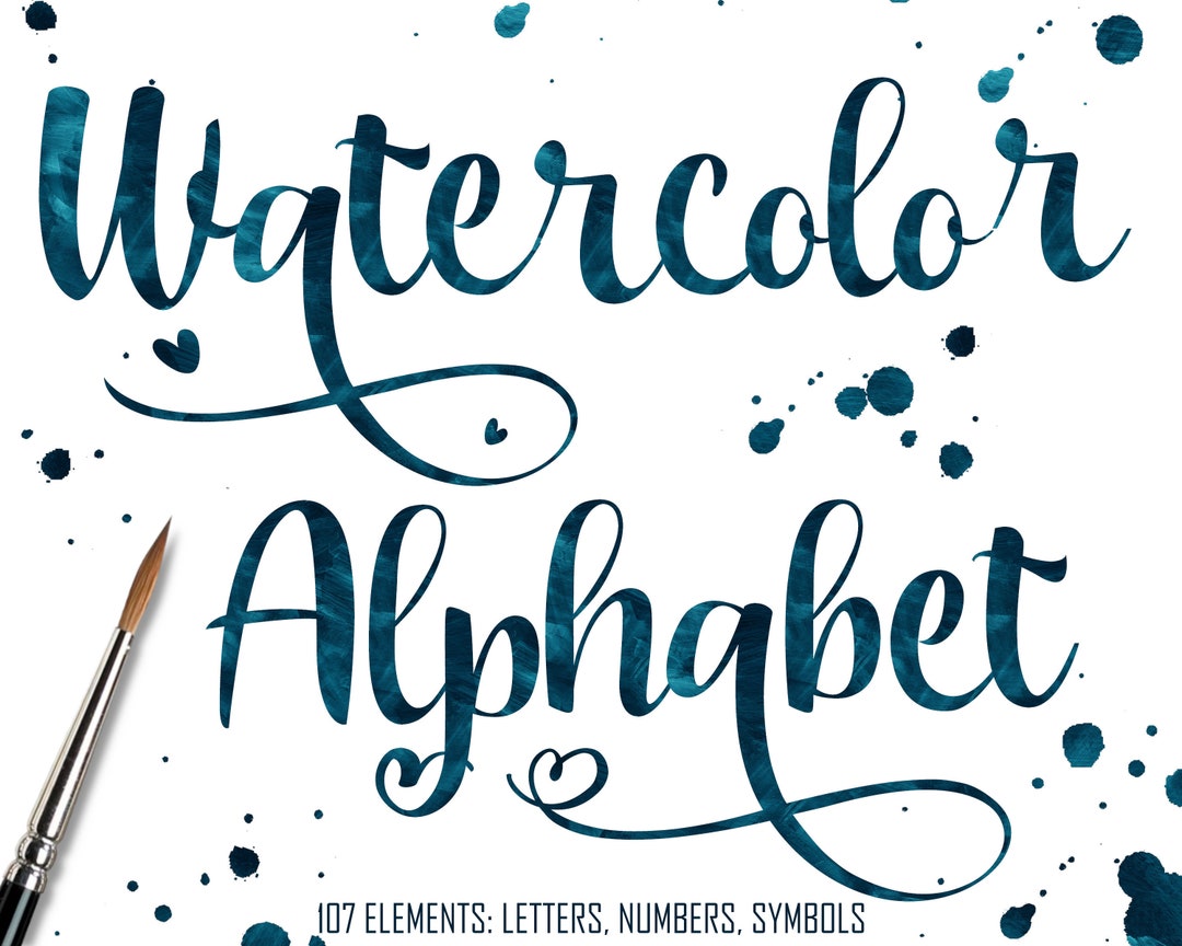 Blue Watercolor Alphabet Clipart, Watercolor Letters, Digital Clipart ...
