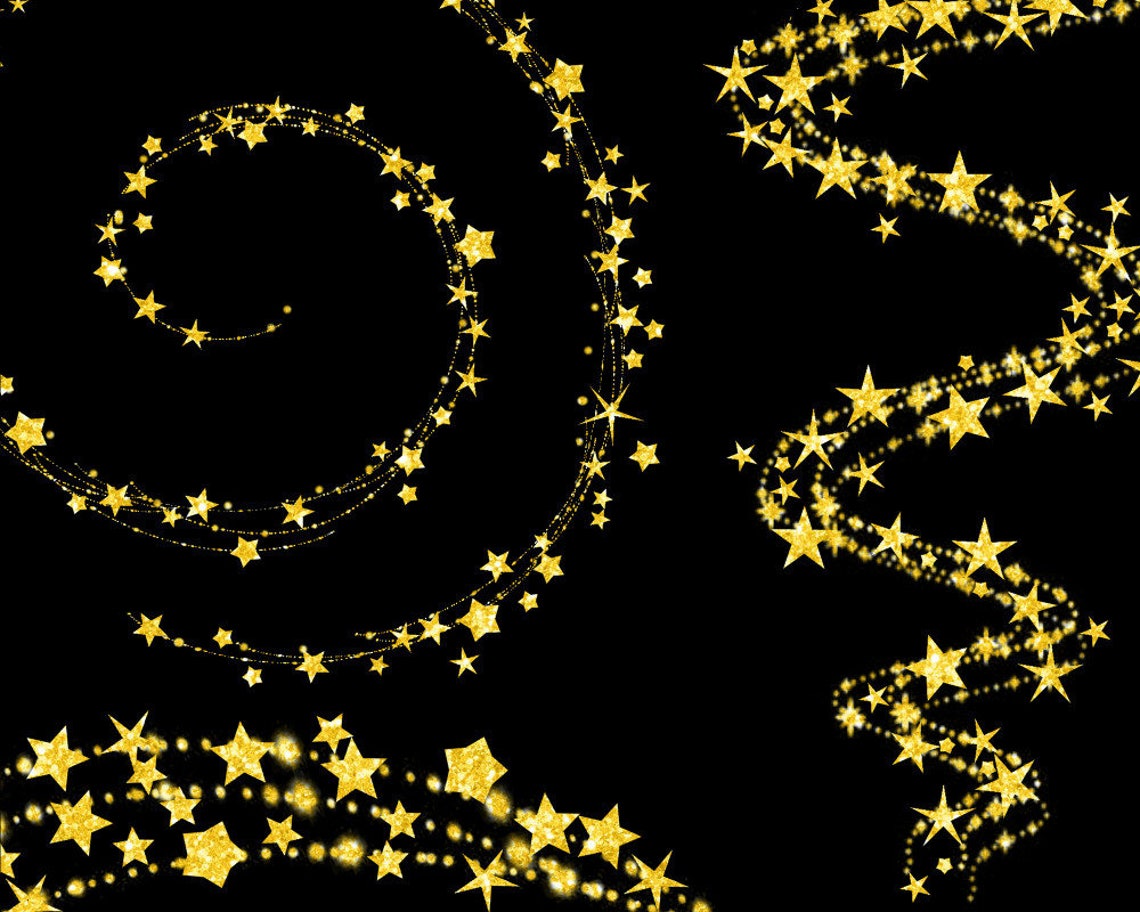 Gold Glitter Garland, Star Digital Clipart, Invitation, Gold Frames ...