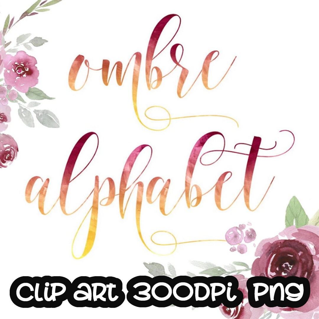 Ombre Alphabet Clip Art, Watercolor Alphabet, Digital Clipart, Numbers ...