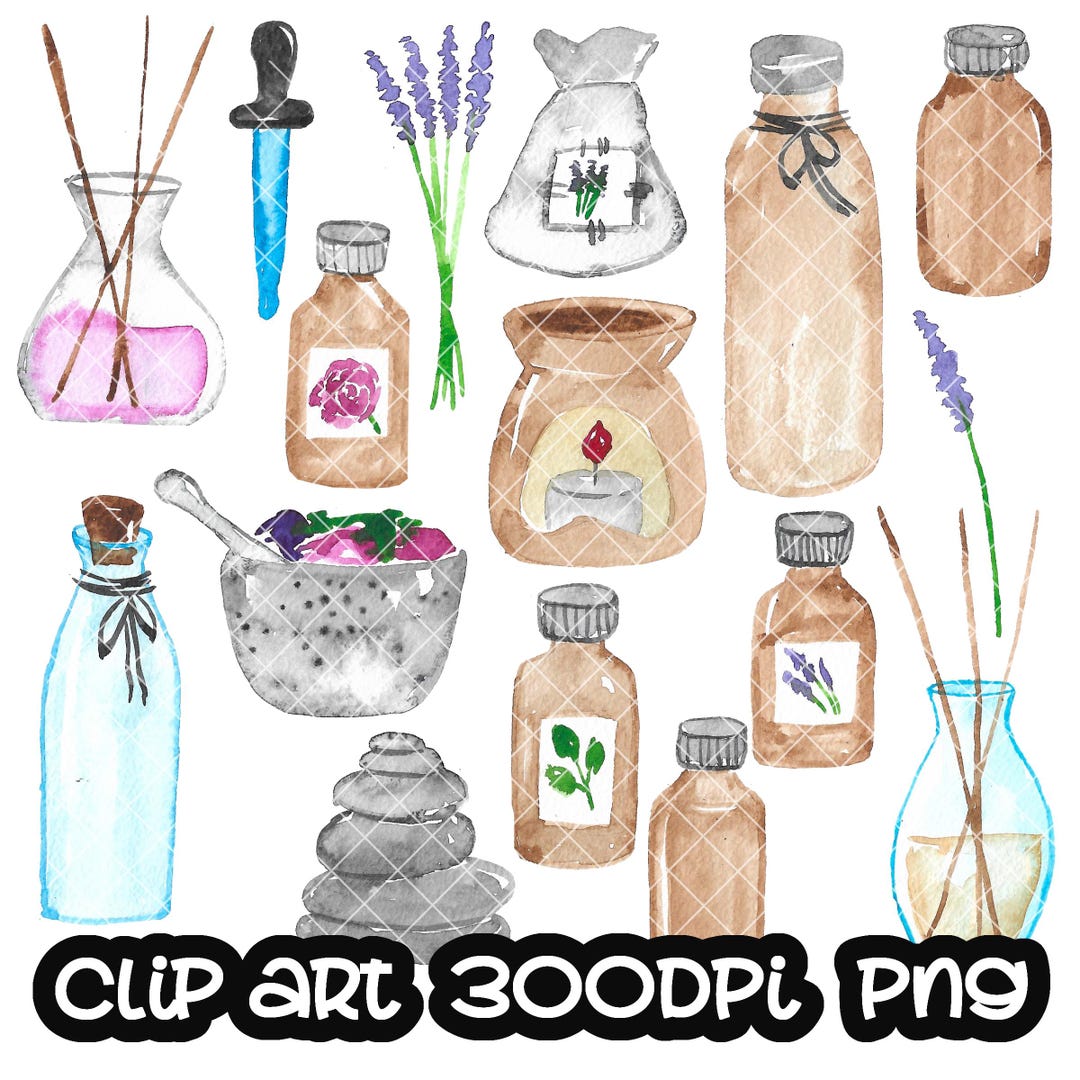 Essential Oil Clip Art, Watercolor Clipart (PNG, Instant Download) - Etsy