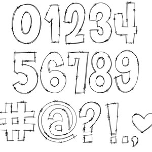 Doodle Letters Clipart, Letters Clip Art, Digital Clipart, Numbers Clip ...