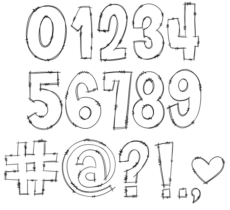 Doodle Letters Clipart, Letters Clip Art, Digital Clipart, Numbers Clip ...