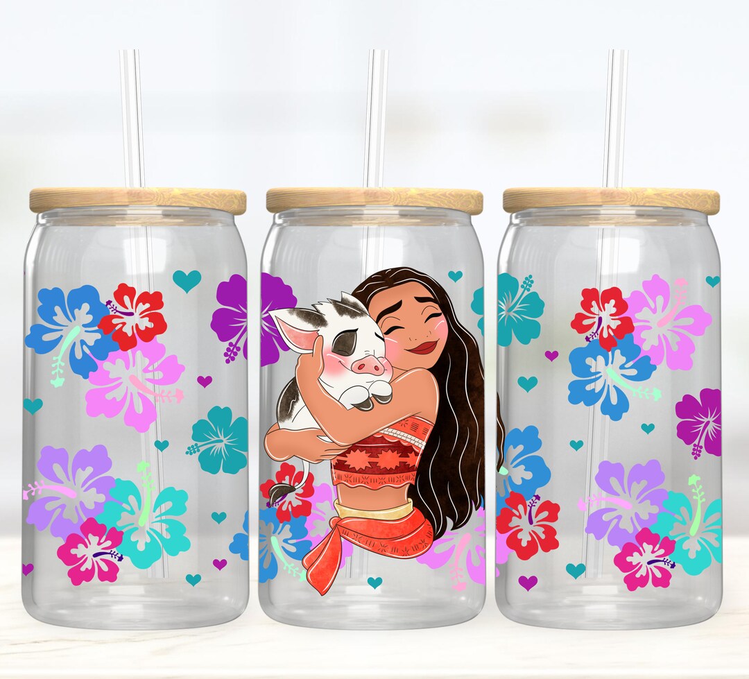 Anime Cartoon Princess Moana Cup PNG File DIGITAL DOWNLOAD 16oz Glass ...