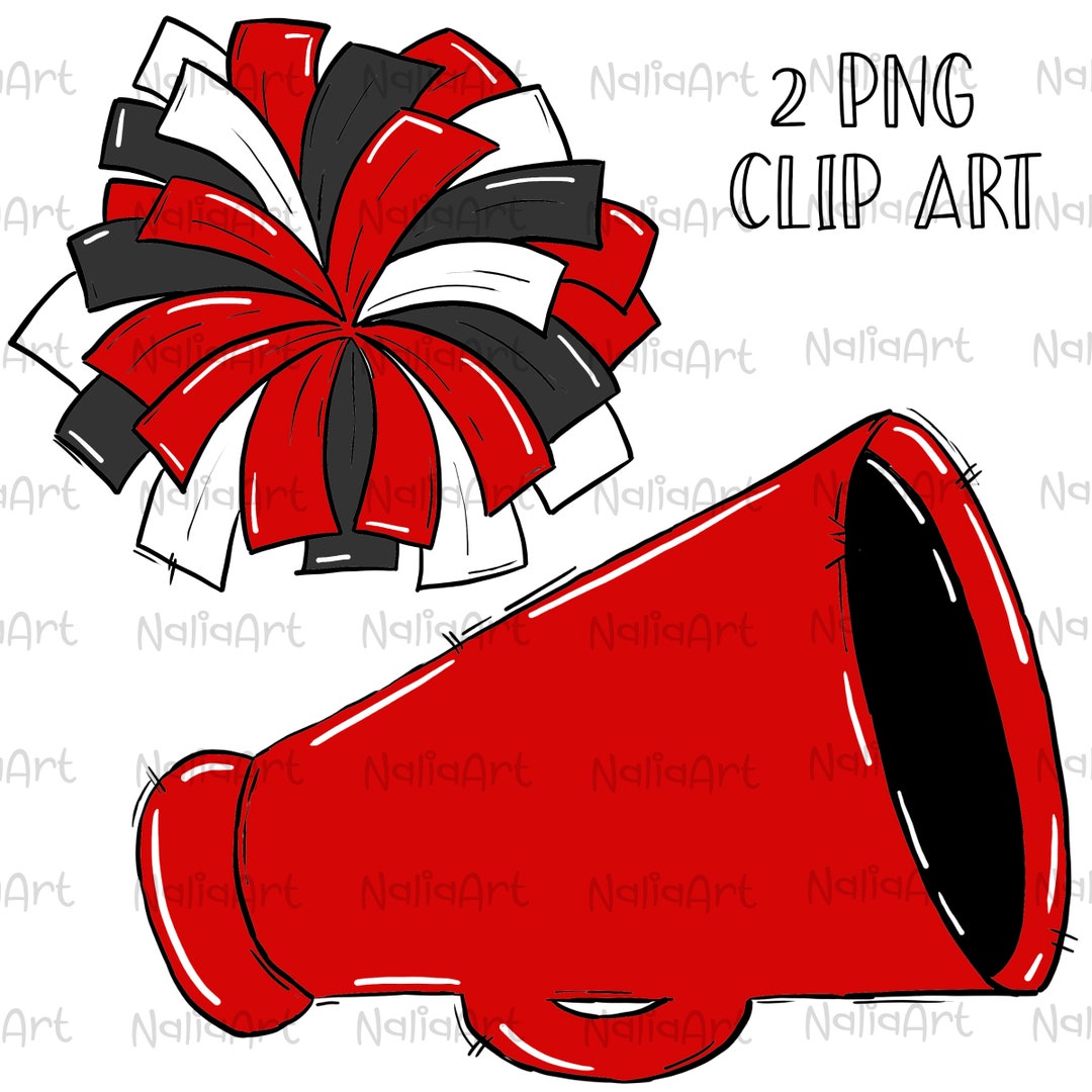 Cheer Poms Megaphone Red Black Digital Download Cheerleader ...