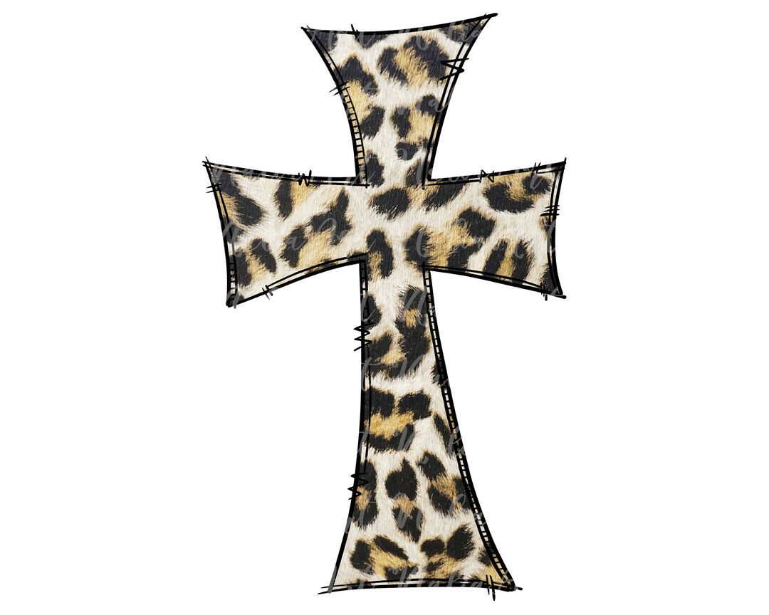 Cross Leopard Cross PNG Cheetah Cross Cross Watercolor - Etsy