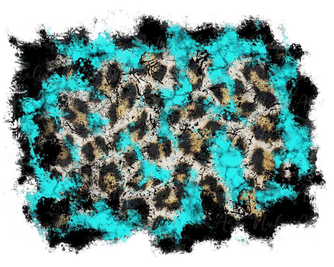 Background Leopard Turquoise Distressed Print Leopard Grunge - Etsy