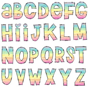 Doodle Letters Rainbow Ombre Clipart, Glitter Confetti Letters Clip Art ...