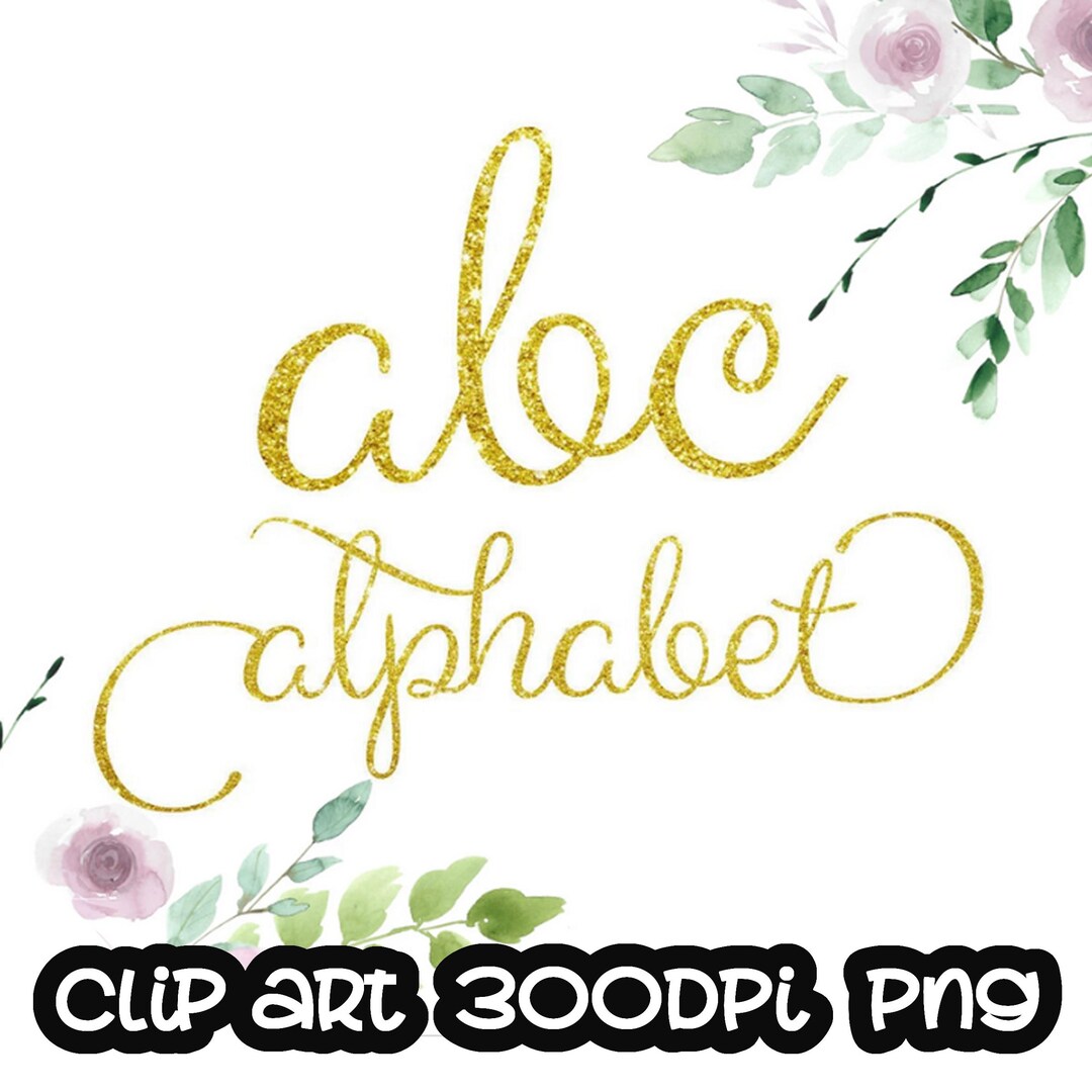 Gold Glitter Alphabet Clip Art, Gold Alphabet, Digital Clipart, Numbers ...