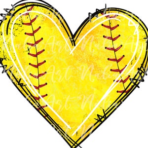 Heart Softball Heart PNG Sport Heart Heart Watercolor - Etsy