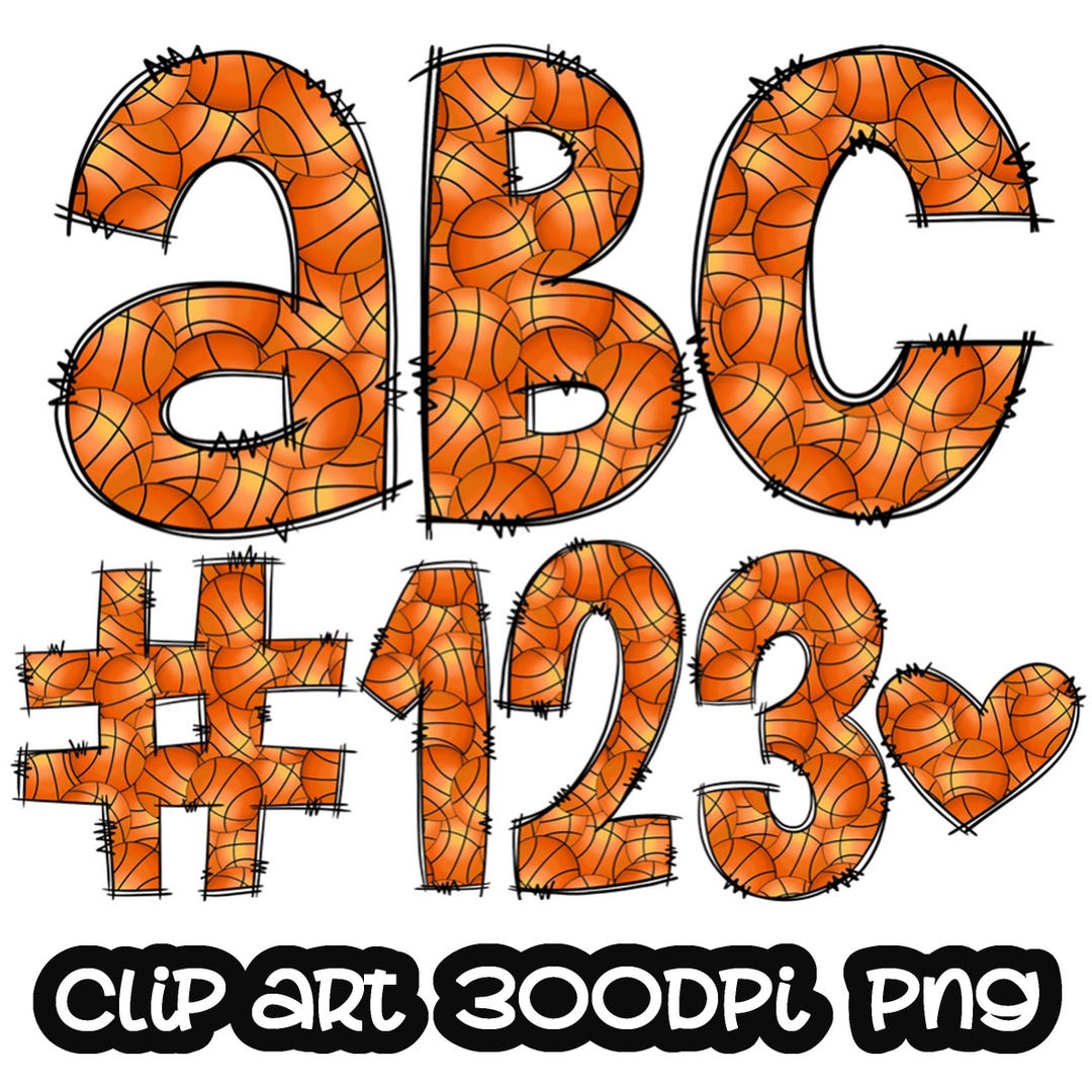 Basketball Doodle Letters Clipart, Basketball Letters Clip Art, Sports ...