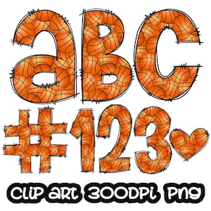 Basketball Doodle Letters Clipart, Basketball Letters Clip Art, Sports ...