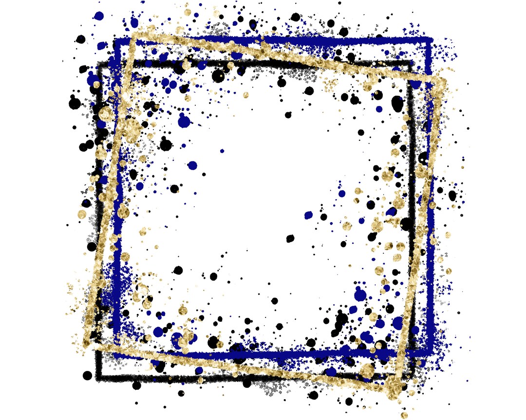 Frame Splatter Gold Blue Black Background Printable Artwork Splash ...