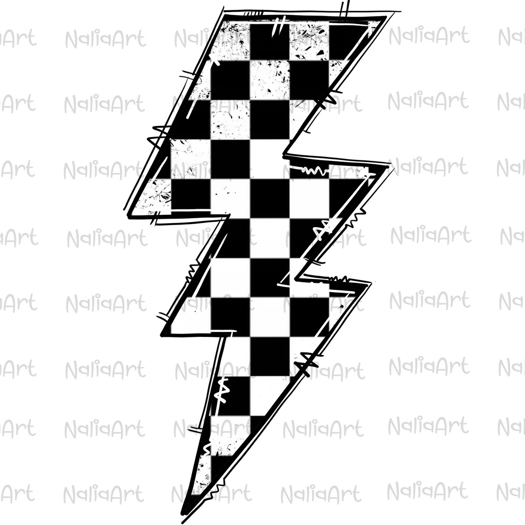 Lightning Bolt Checkered Flag PNG Sublimation PNG - Etsy Portugal