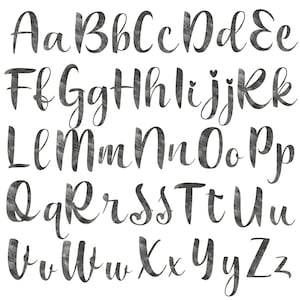 Black Watercolor Alphabet Clipart, Watercolor Letters, Digital Clipart ...