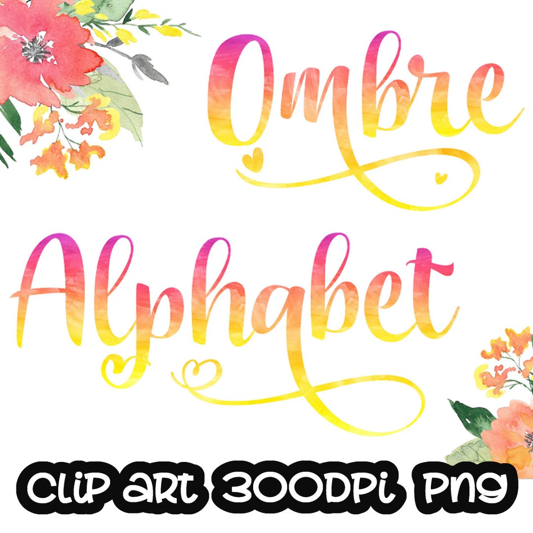 Ombre Alphabet Clip Art, Foil Alphabet, Digital Clipart, Numbers, Font ...