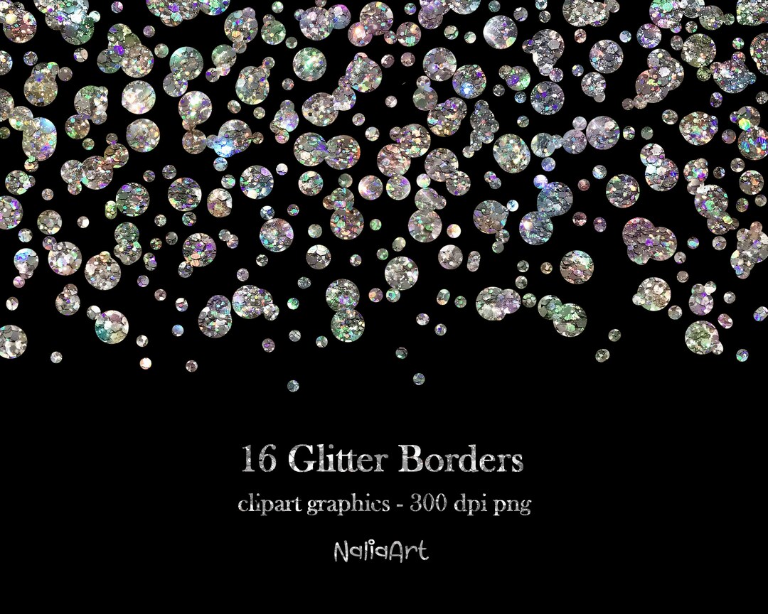 Silver Rainbow Glitter Border, Confetti Borders, Clipart Glitter , Clip ...