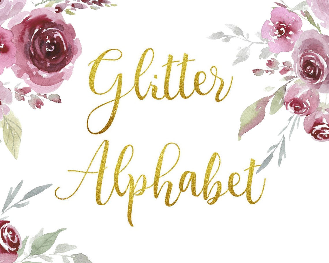 Gold Glitter Alphabet Clip Art Gold Alphabet Digital | Etsy